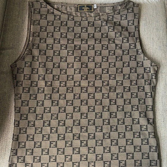 Fendi | Tops | Fendi Mare Top Super Stretchy Tank Ff Logo Authentic ...